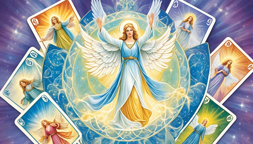 How do you interpret angel cards in a six-card spread?